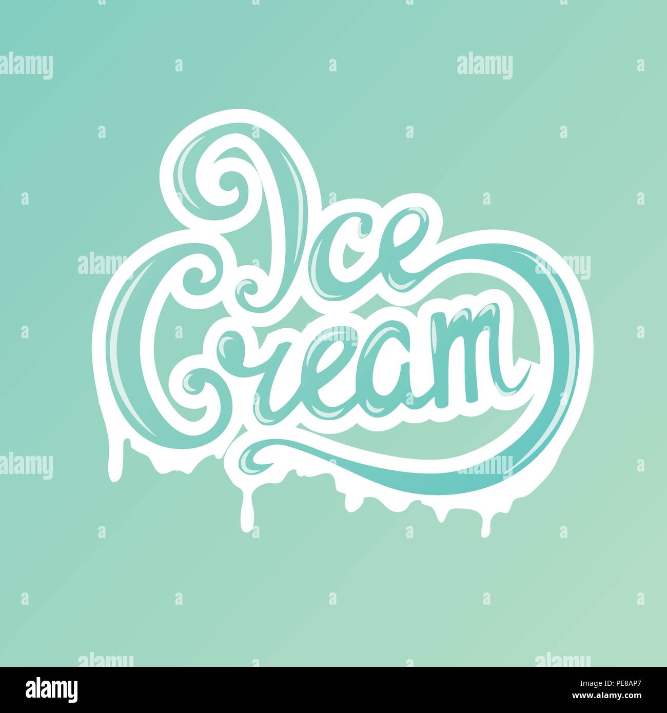 Handwritten inscription ice cream, lettering, calligraphy. Shop, cafe ...