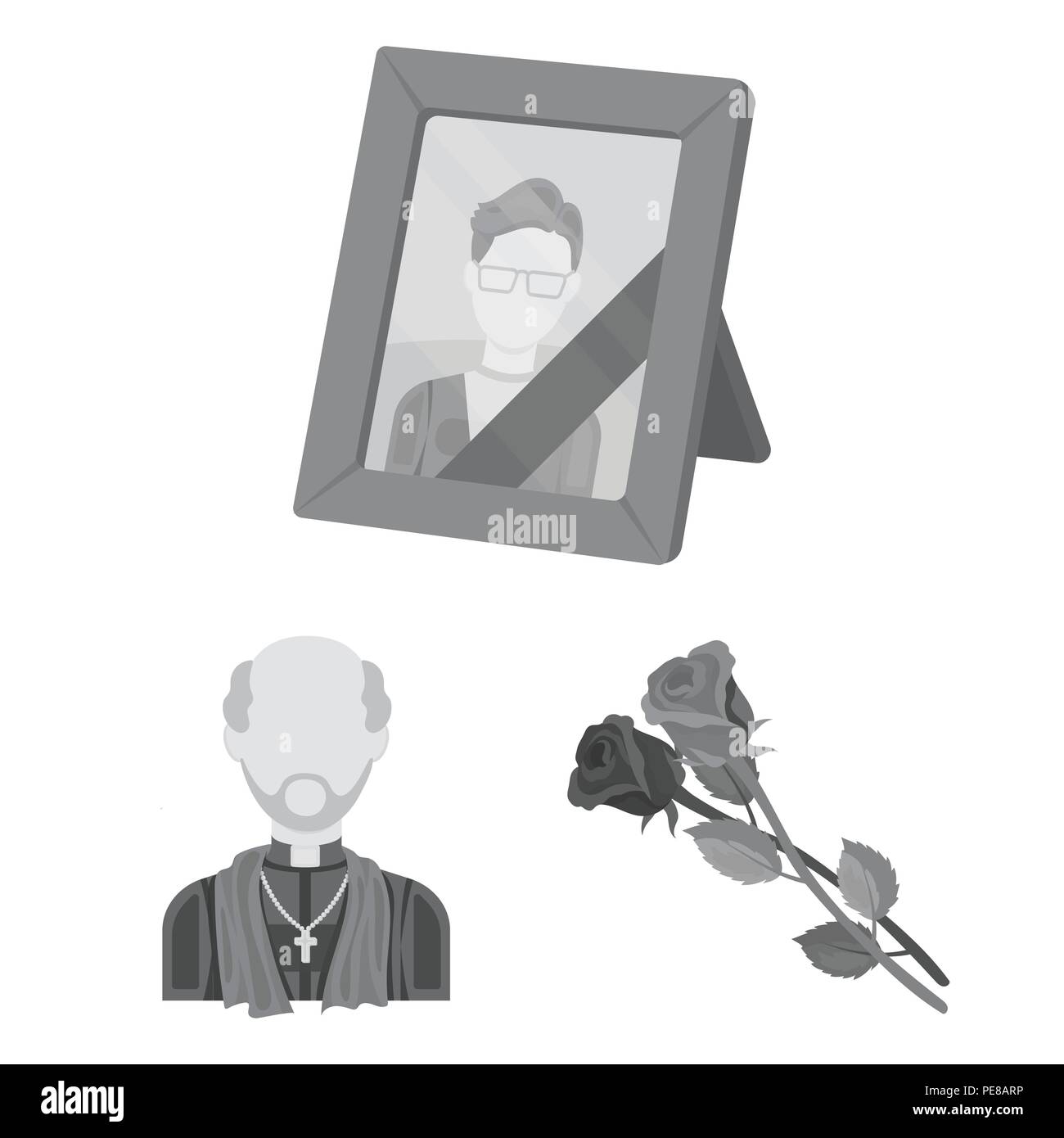 Funeral ceremony monochrome icons in set collection for design ...
