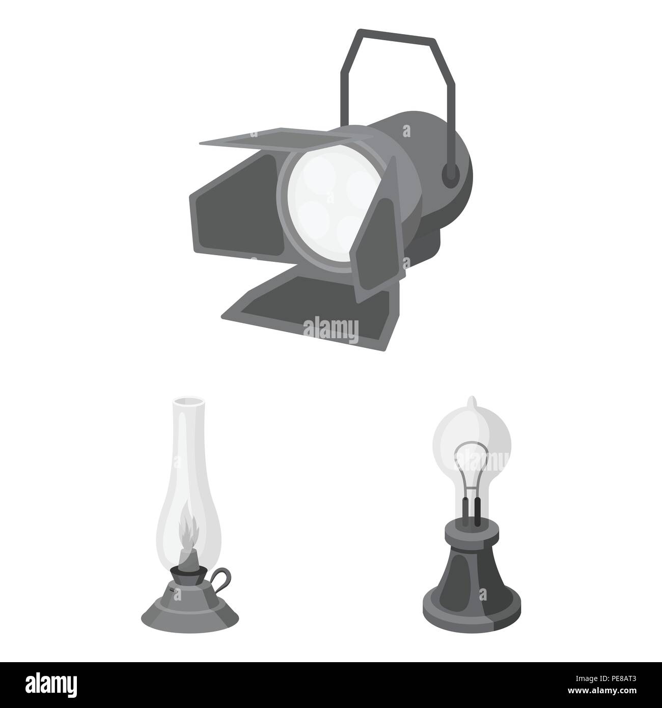 Light source monochrome icons in set collection for design. Light and ...