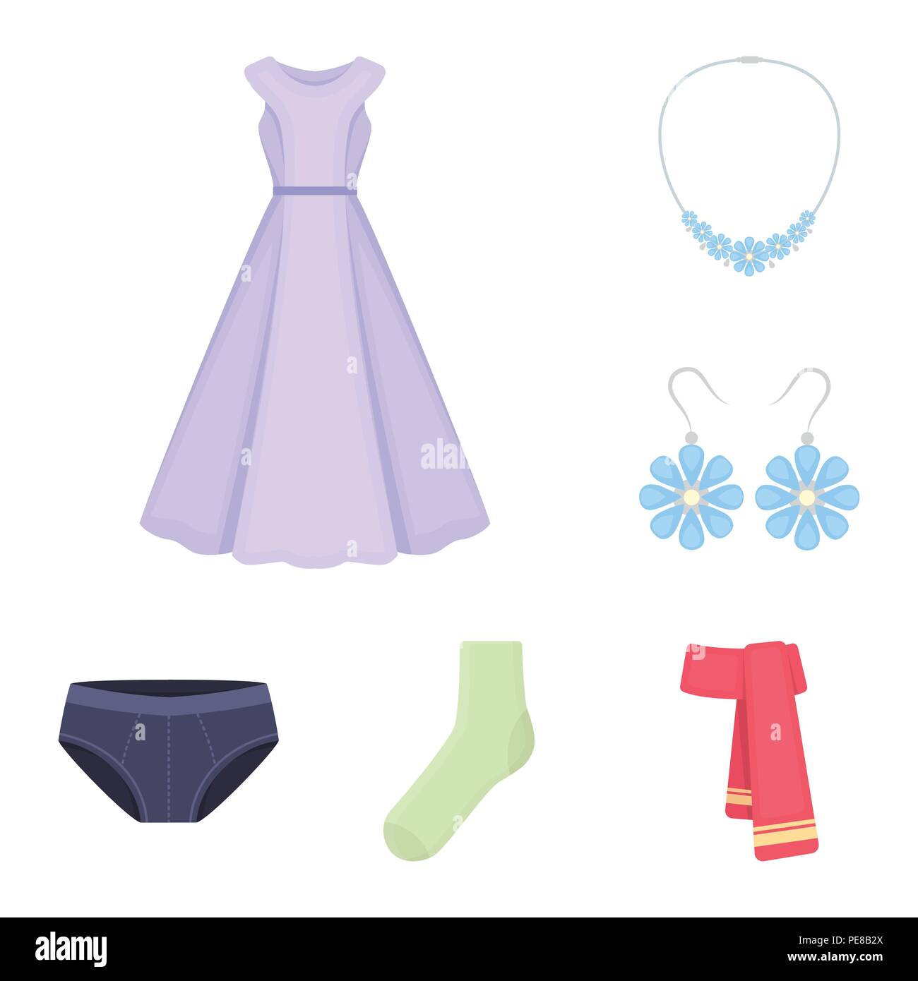 Clothes and accessories cartoon icons in set collection for design ...