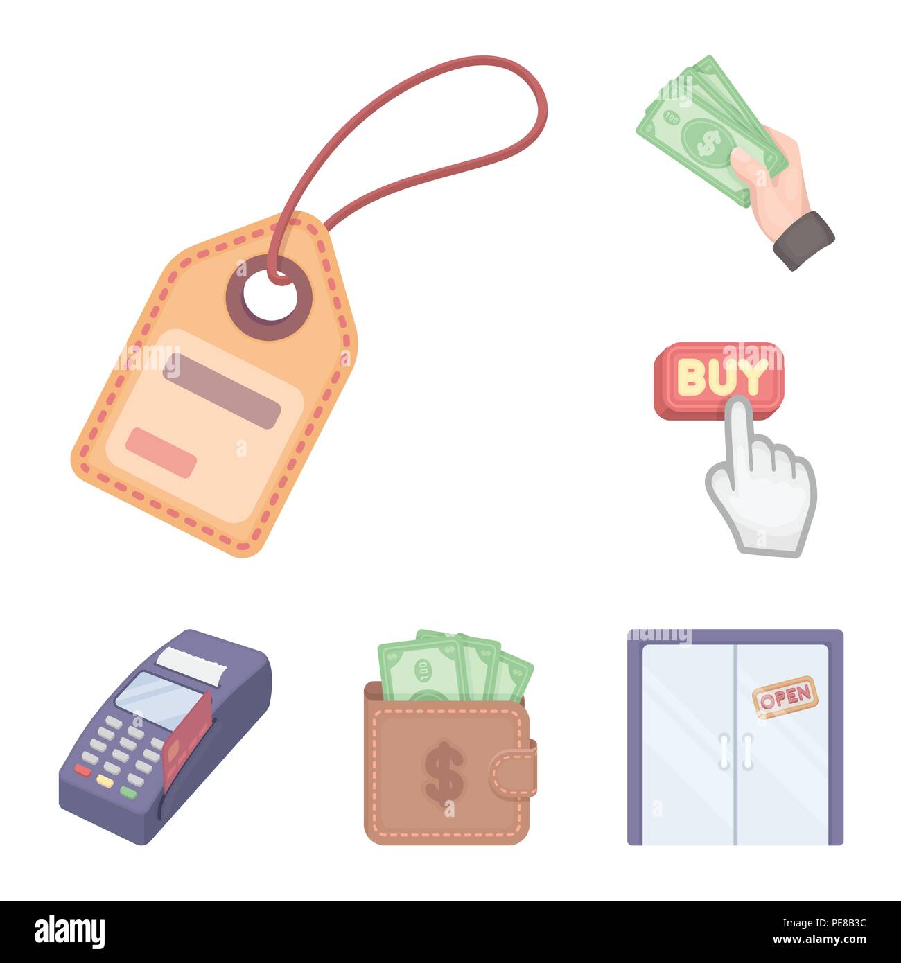 E-commerce, Purchase and sale cartoon icons in set collection for ...