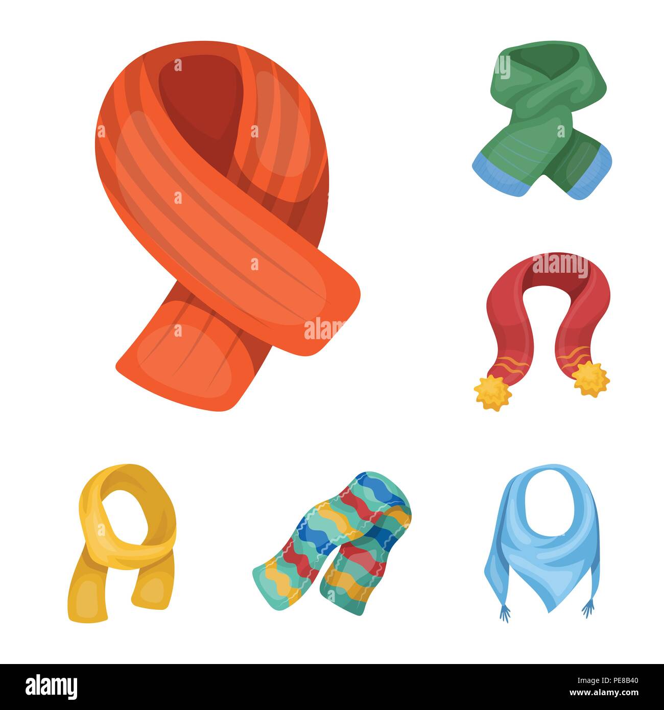 Scarf and Shawl cartoon icons in set collection for design.Clothes and ...