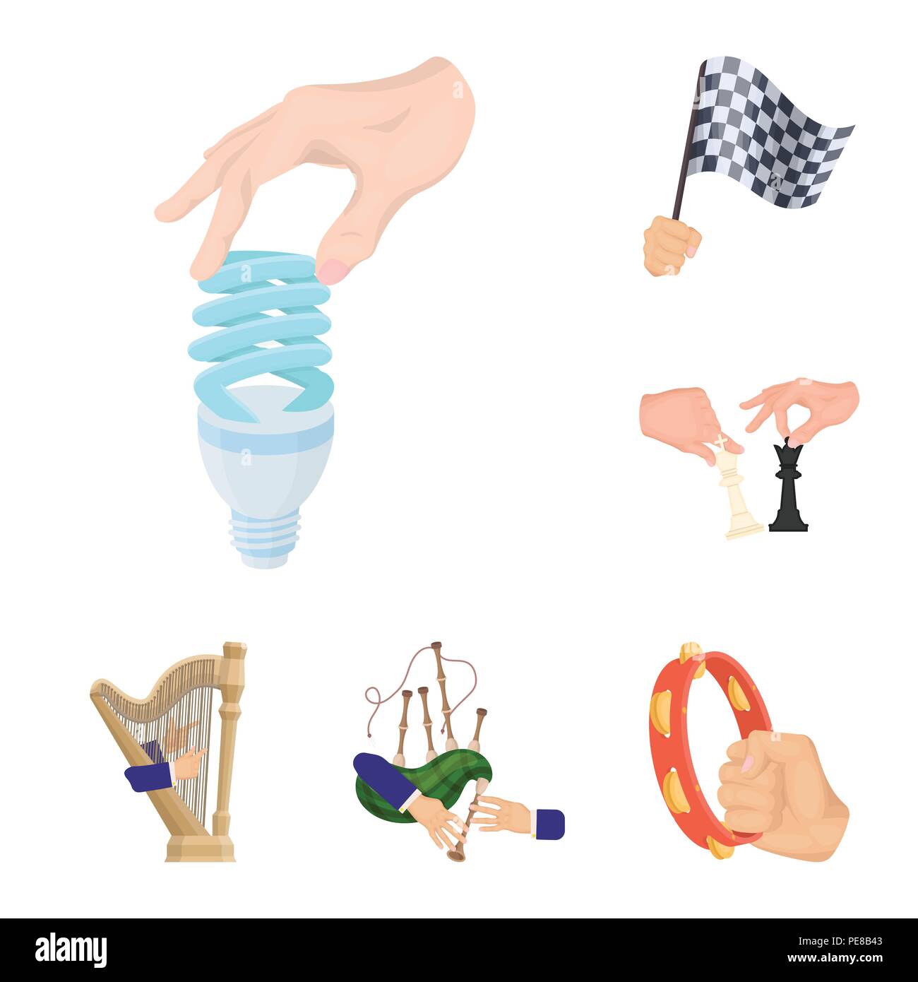 Manipulation by hands cartoon icons in set collection for design. Hand ...