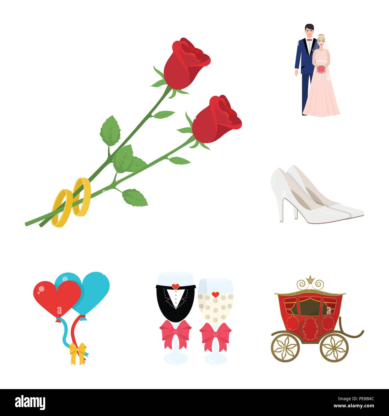Wedding and Attributes cartoon icons in set collection for design ...