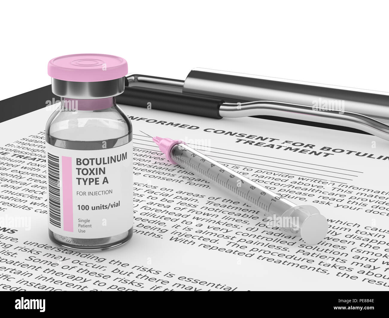3d render with botulinum toxin type A vial and syringe. Aesthetic ...