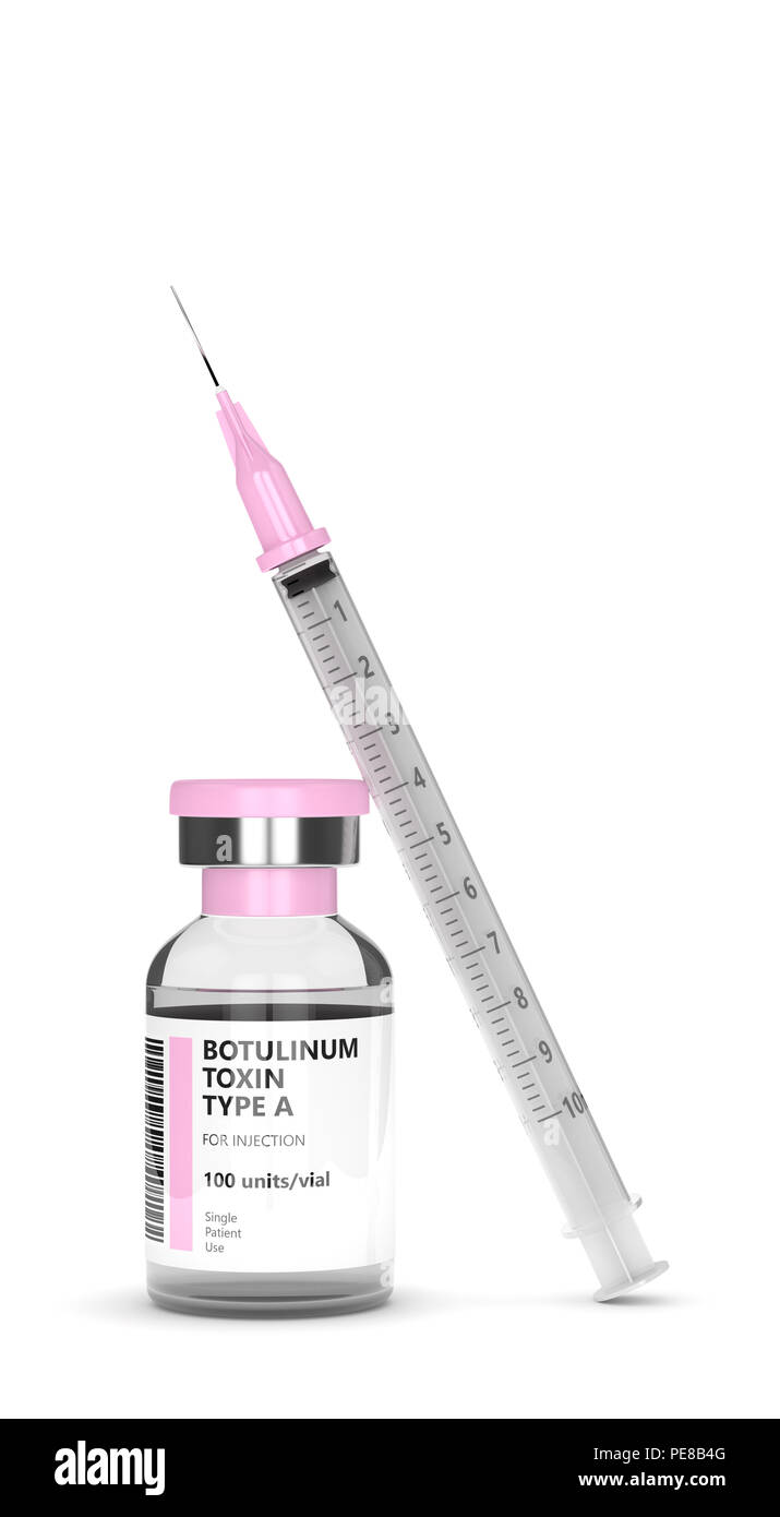 3d render with botulinum toxin type A vial and syringe. Aesthetic ...