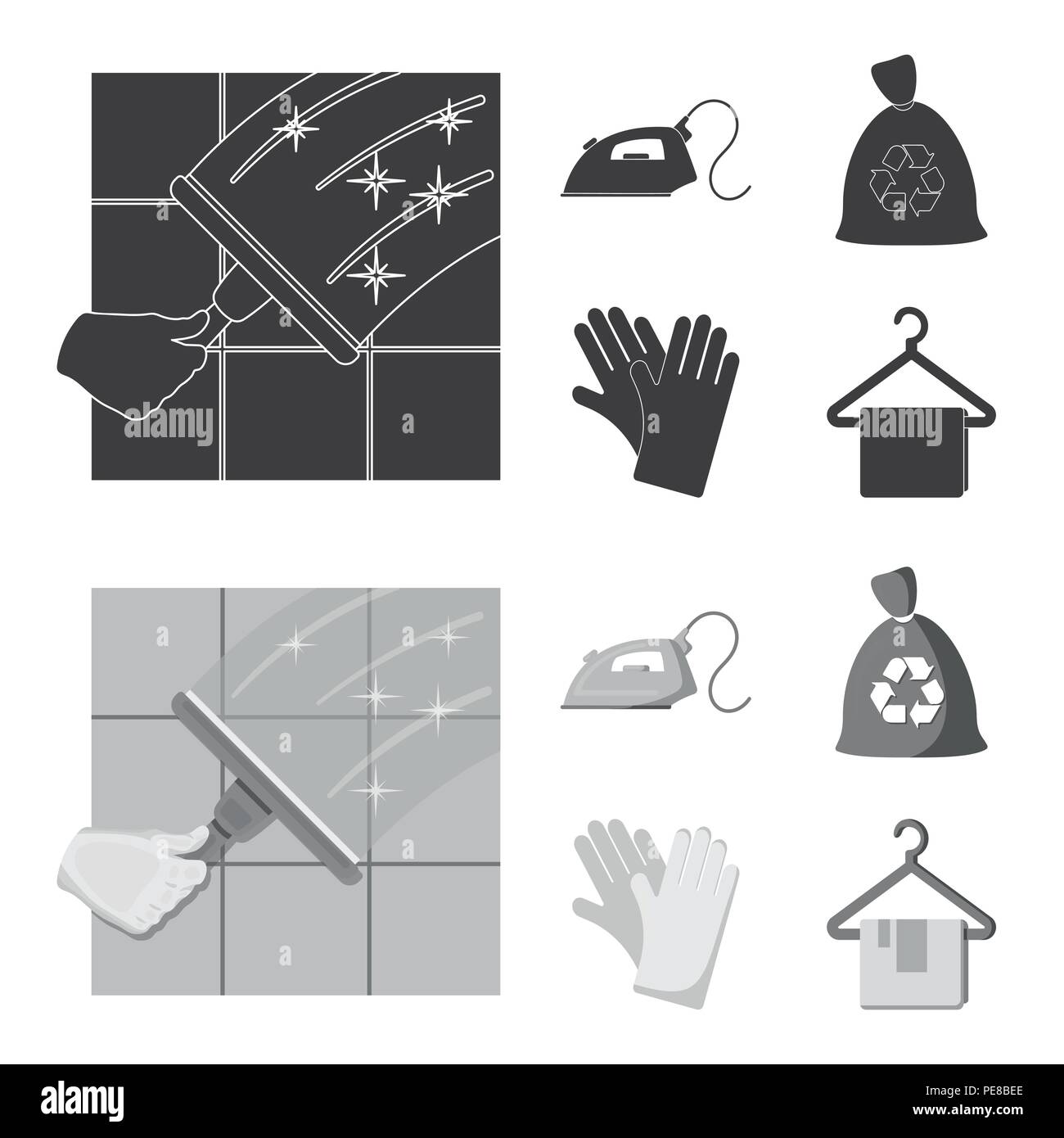 Cleaning and maid black,monochrom icons in set collection for design ...