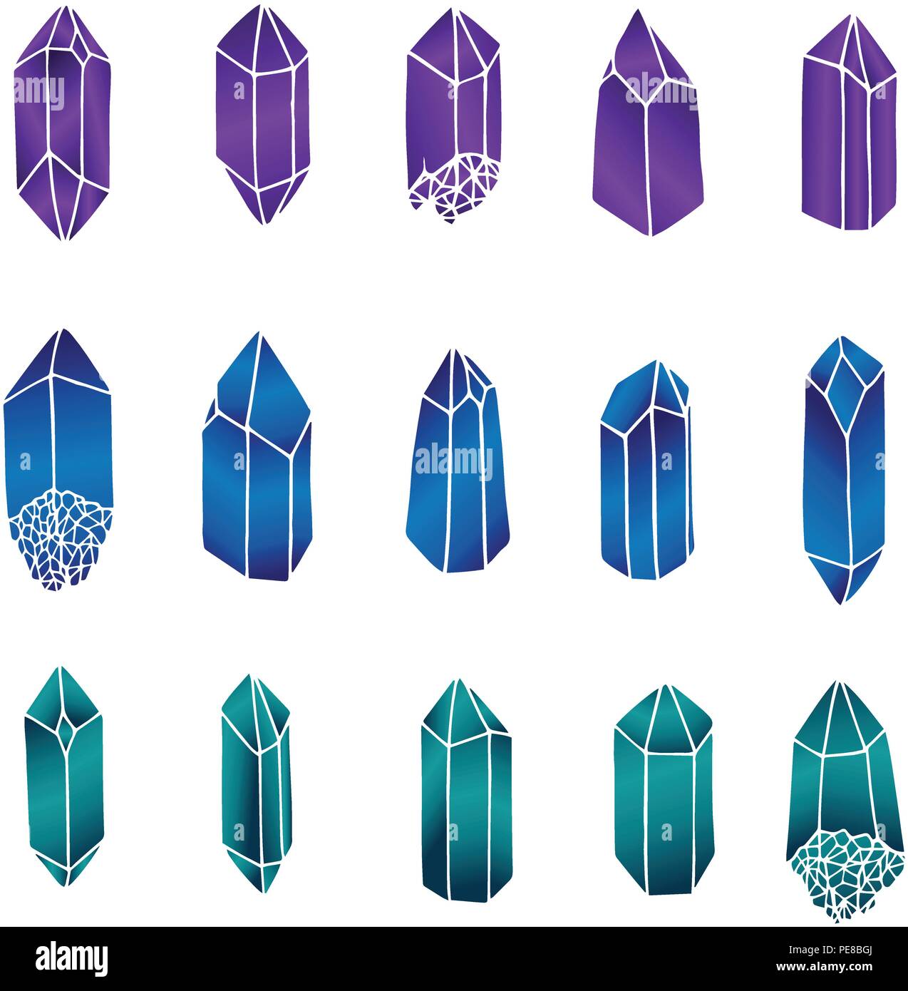 Hand drawn vector crystals set isolated on the white background ...
