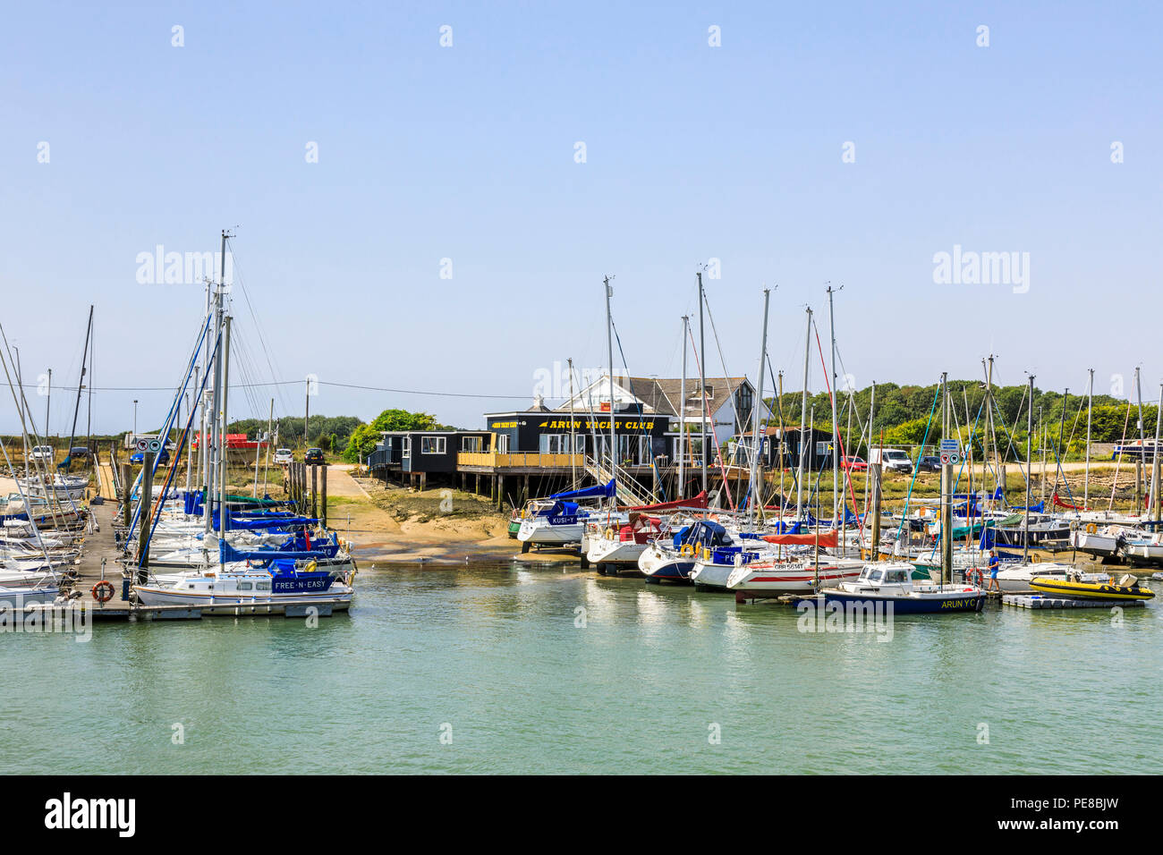 Yachts moored at Arun Yacht Club marina in the estuary of the River ...