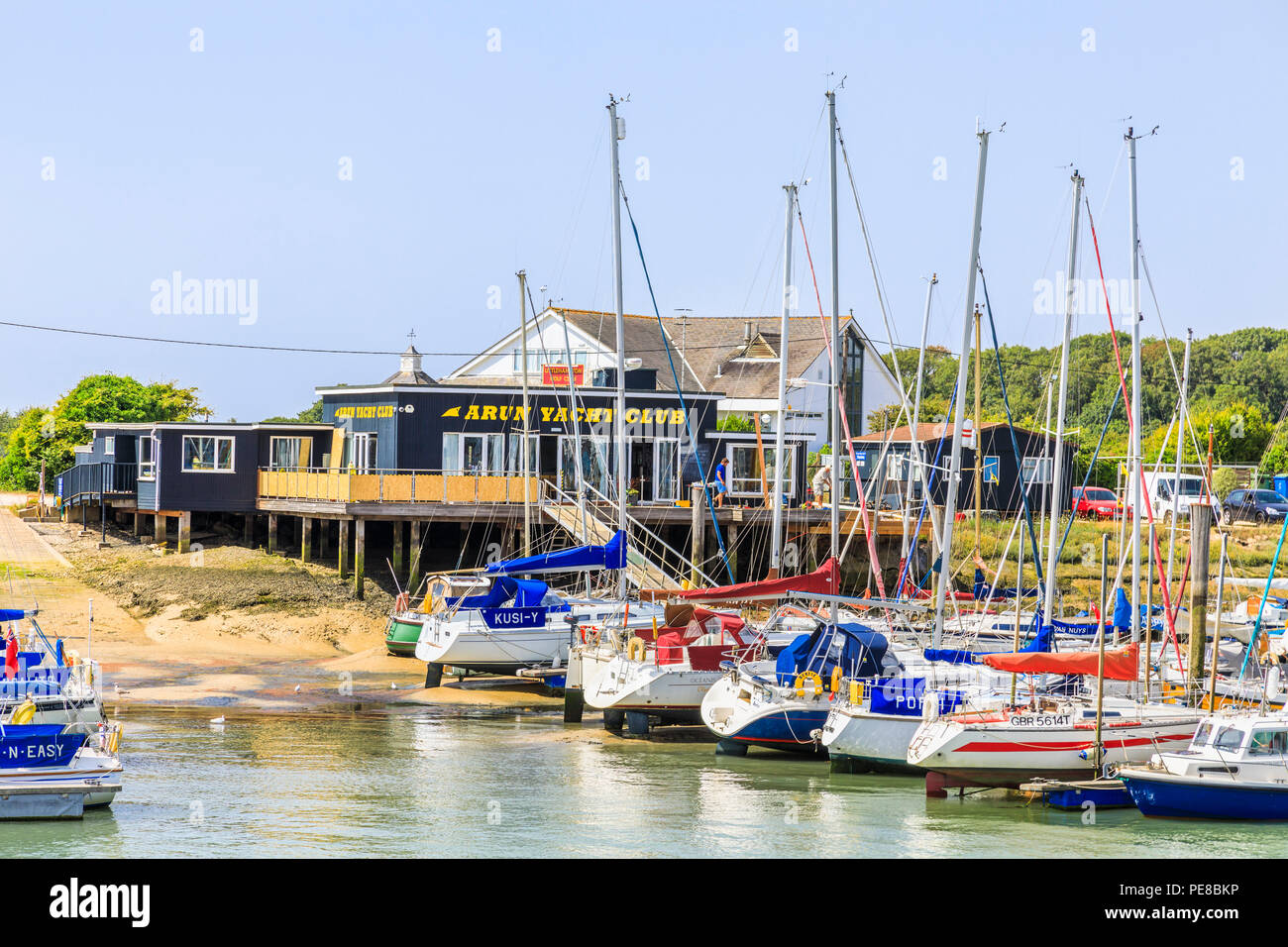 Yachts moored at Arun Yacht Club marina in the estuary of the River ...