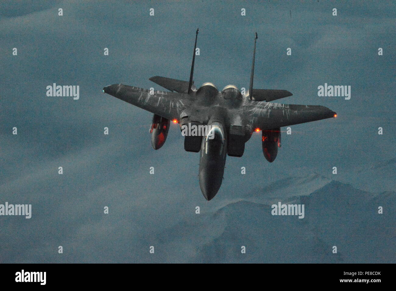 A United States Air Force F-15C Eagle from the 144th Fighter Wing flies ...
