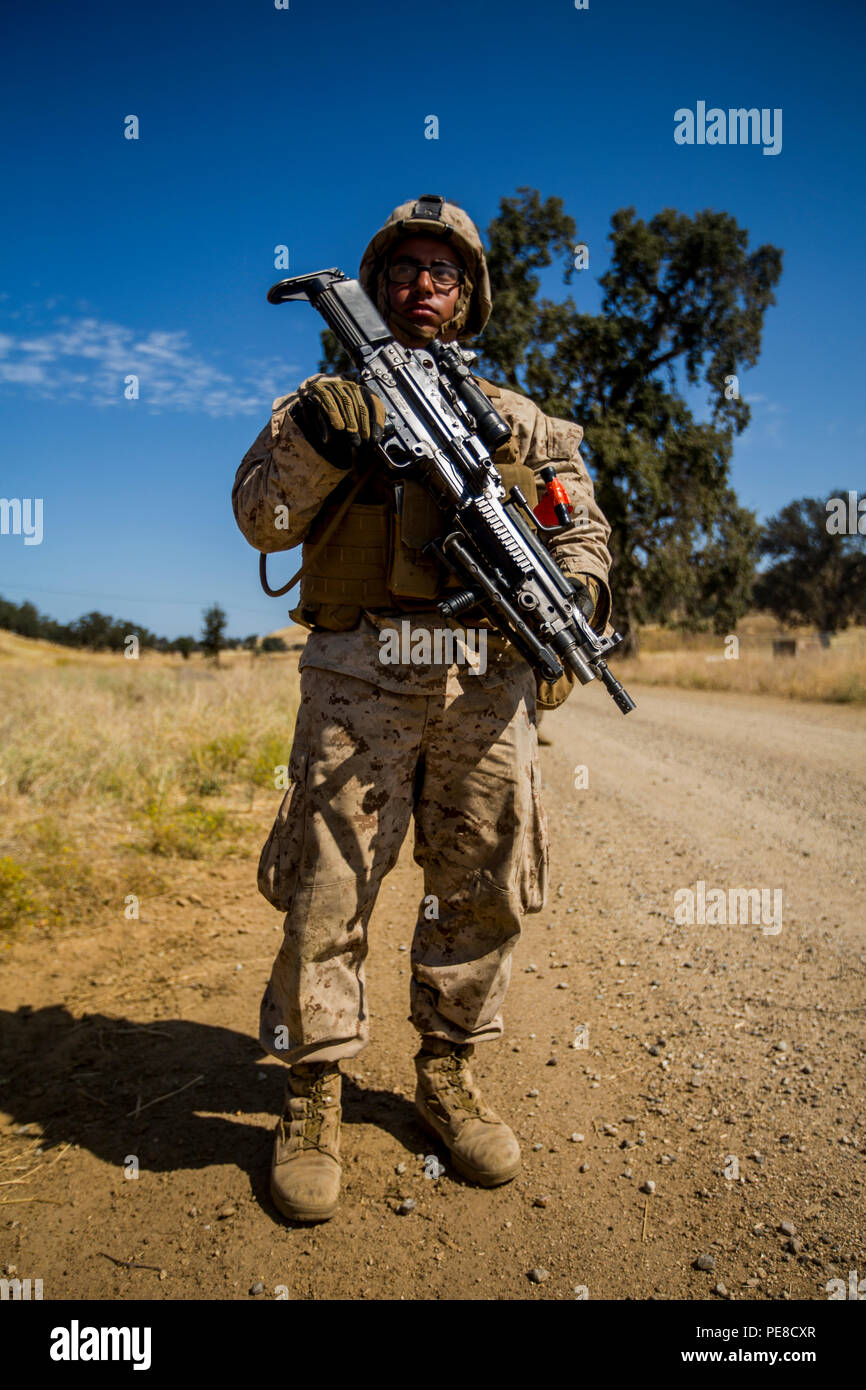 U.S. Marine Corps Pfc. Jose Escobedo, an engineer with Bravo Company ...