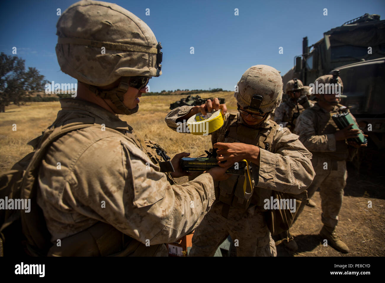 U.S. Marines with Bravo Company, 1st Combat Engineer Battalion (1st CEB ...