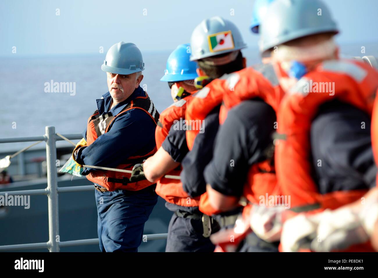 151027-N-VY489-093 ATLANTIC OCEAN (Oct. 27, 2015) Military Sealift Command civil service mariner ...
