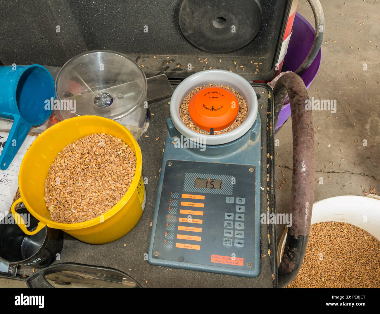 UK farming, a Sinar Technology moisture testing instrument with a ...