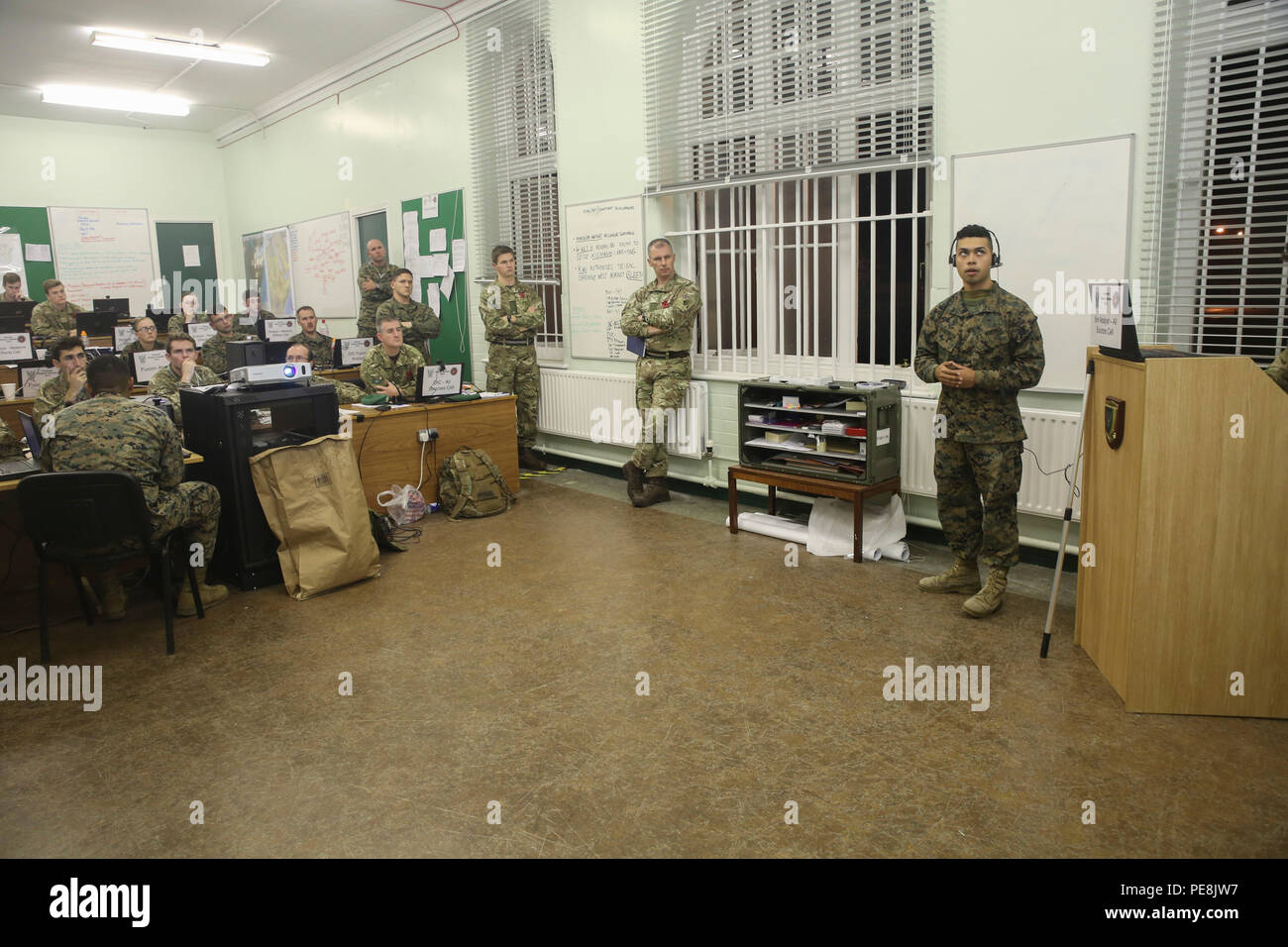 A U.S. Marine intelligence specialist from the 2nd Intelligence ...