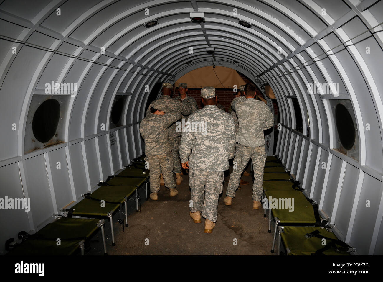 U.S. Army Jump-masters practice their jump procedures in a simulated ...