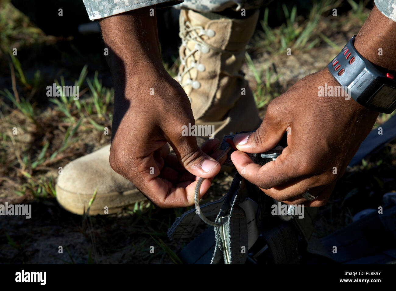 A U.S. Army paratrooper, assigned to the 55th Signal Company (Combat ...