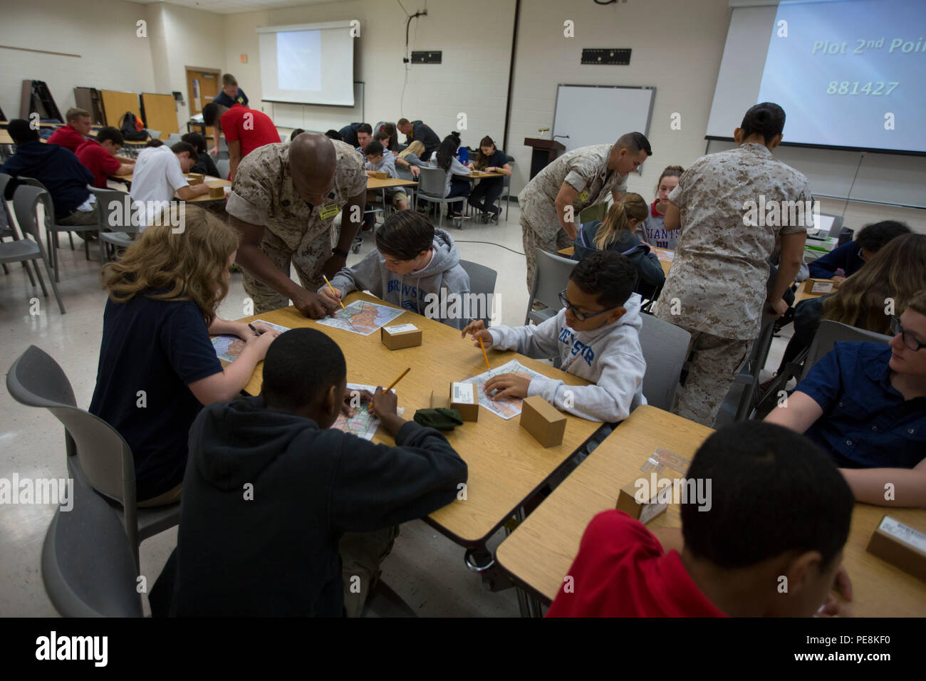 U.S. Marines help teach students basic land navigation at Brewster ...