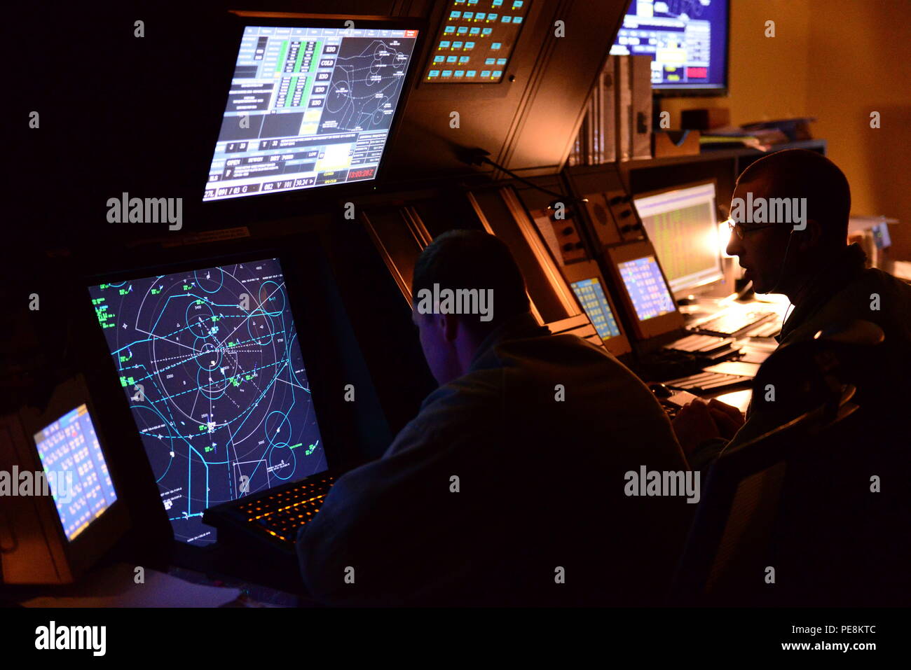 Air traffic controllers from the 51st Operations Support Squadron track ...