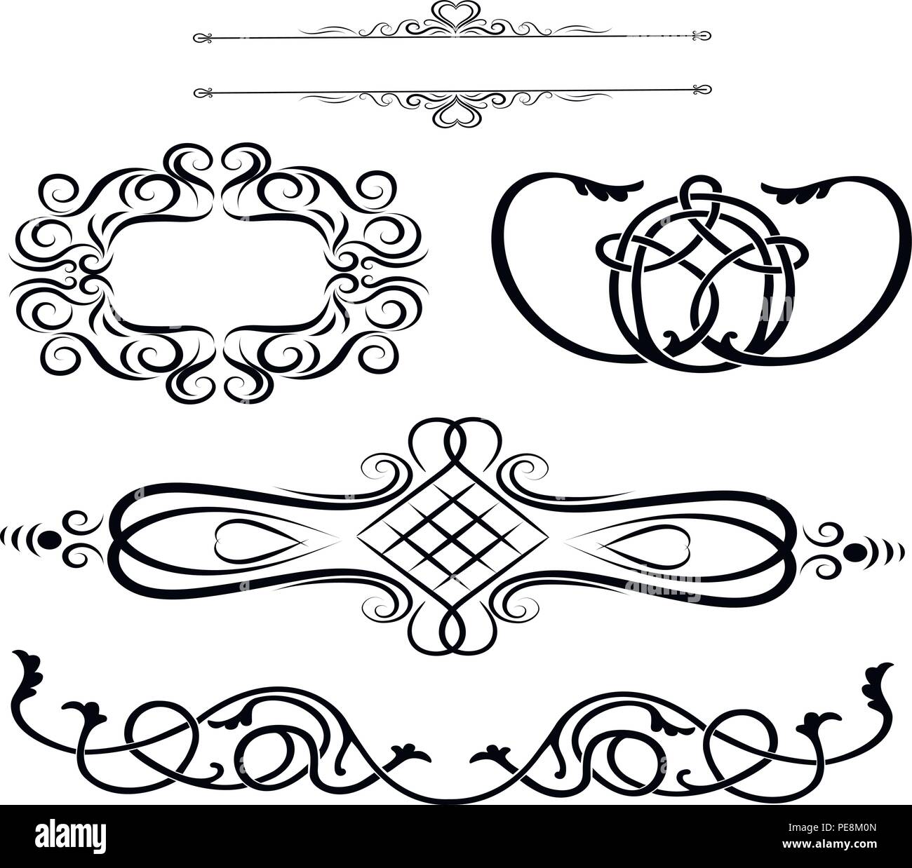 A linear pattern . Vintage Calligraphic Design Elements Curls Of ...