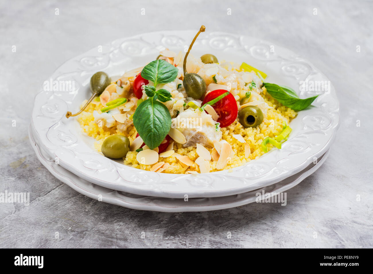 Traditional fish couscous Stock Photo - Alamy