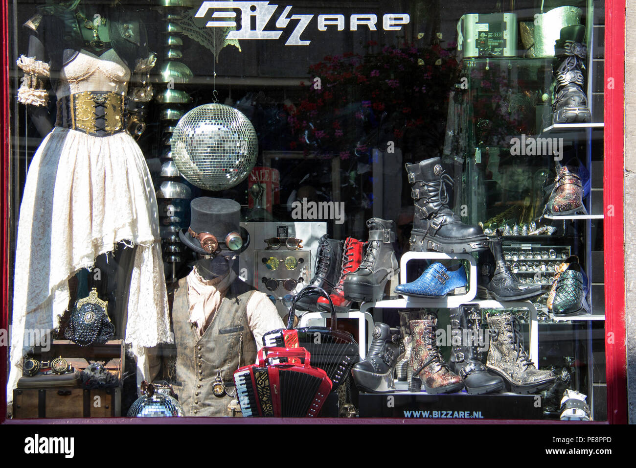 Bizarre clothing and accessory shop in Rechtstraat Maastricht Stock ...