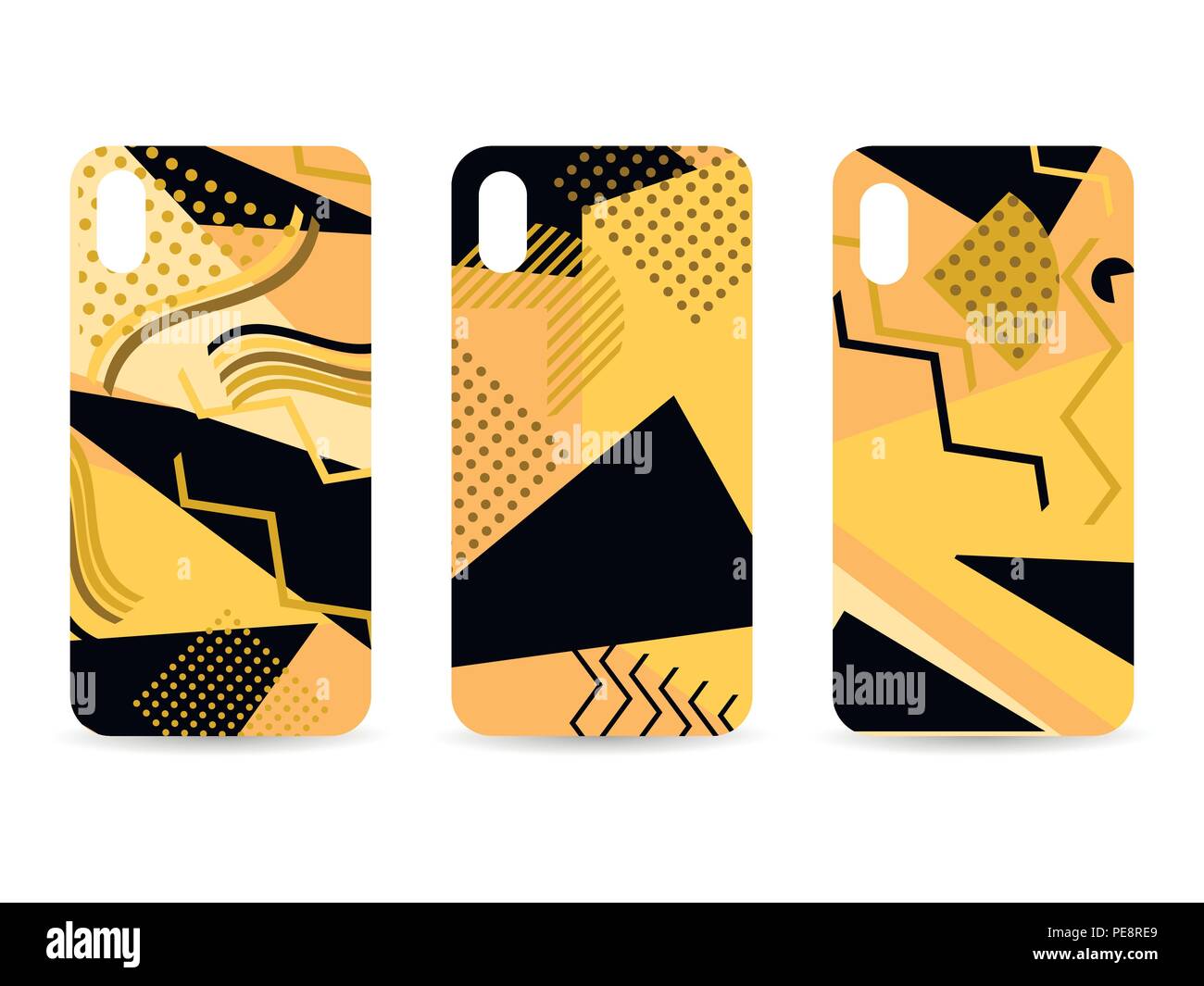 Phone case set. Memphis pattern background. Geometric elements memphis ...