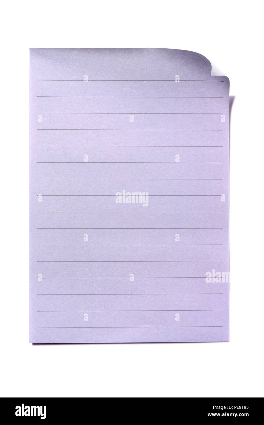 Lined paper notepad page sheet isolated white background Stock Photo ...