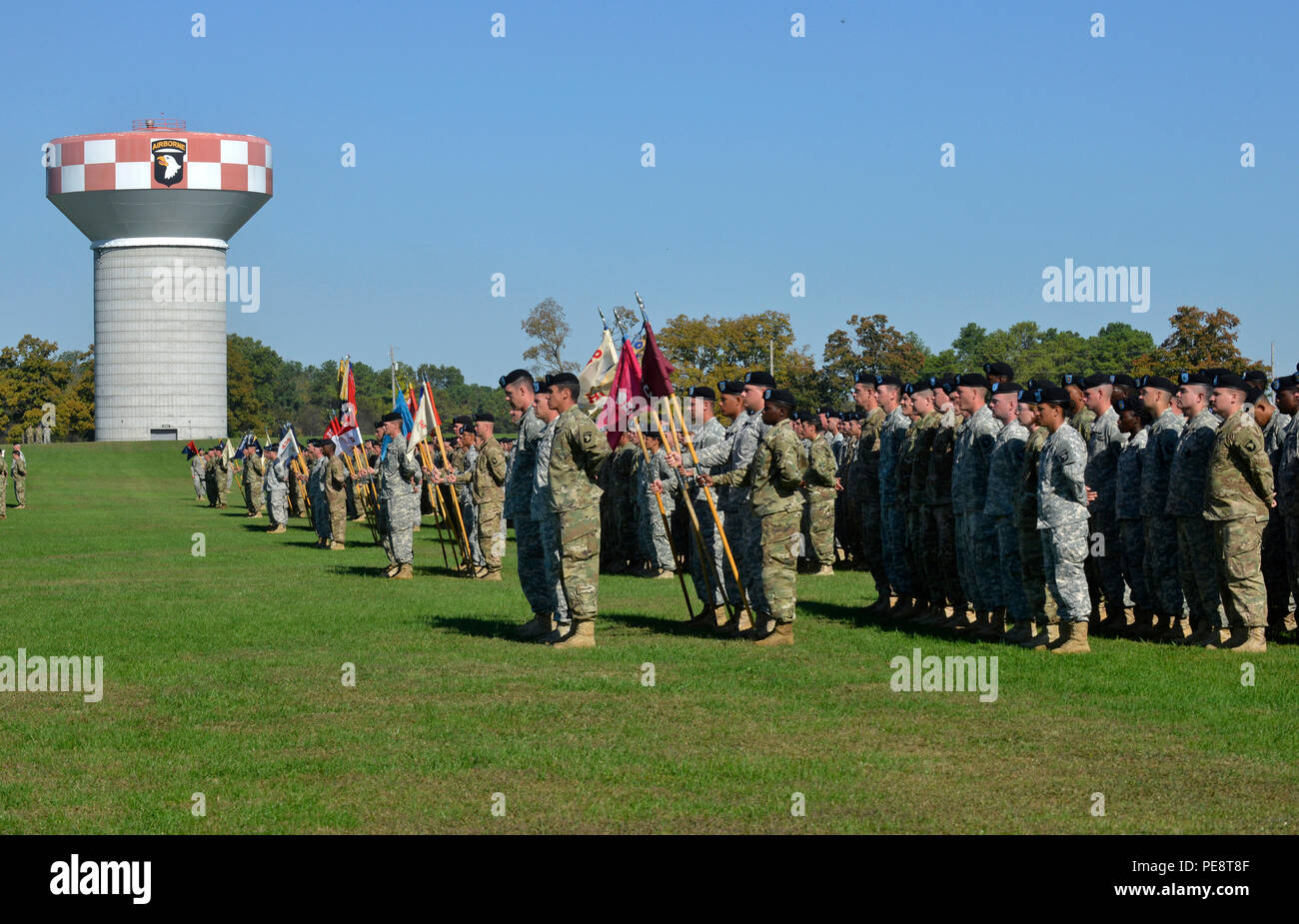 U.S. Army Soldiers from the 1st Brigade Combat Team “Bastogne” stand at ...