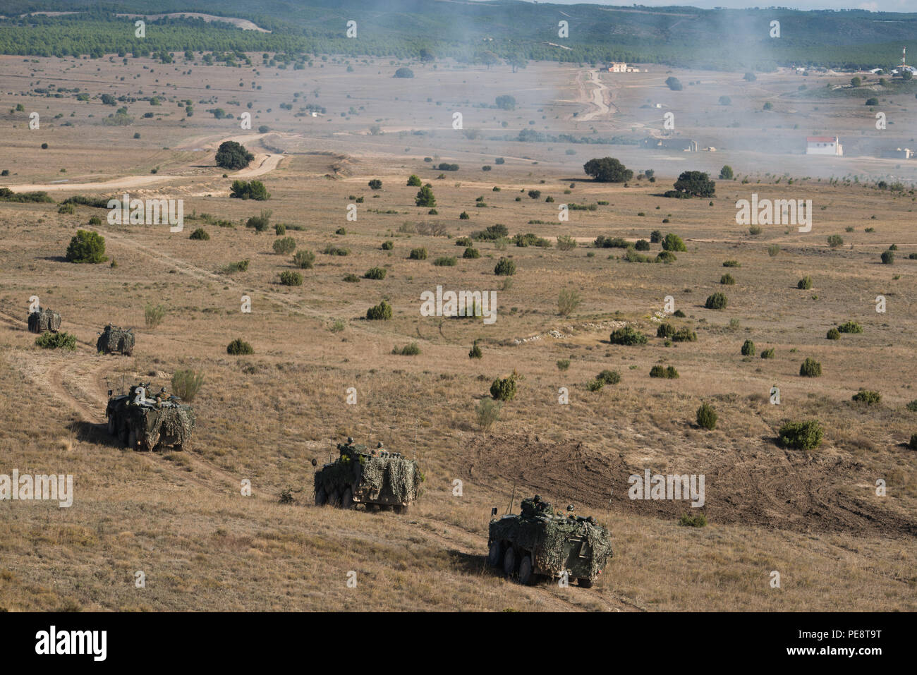 Spanish forces deployed a column of Centauro wheeled armored fighting ...