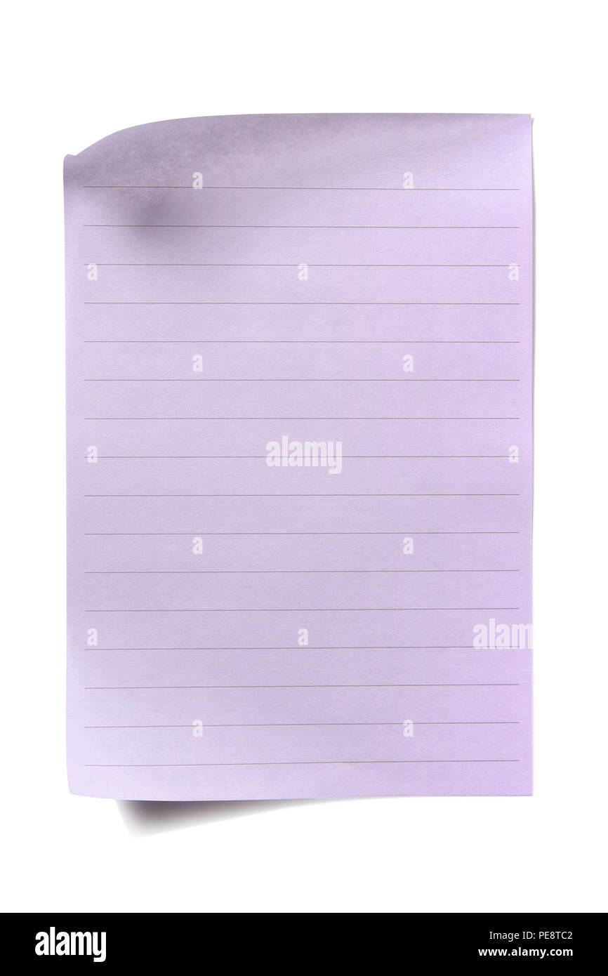 Lined paper page sheet isolated white background Stock Photo - Alamy