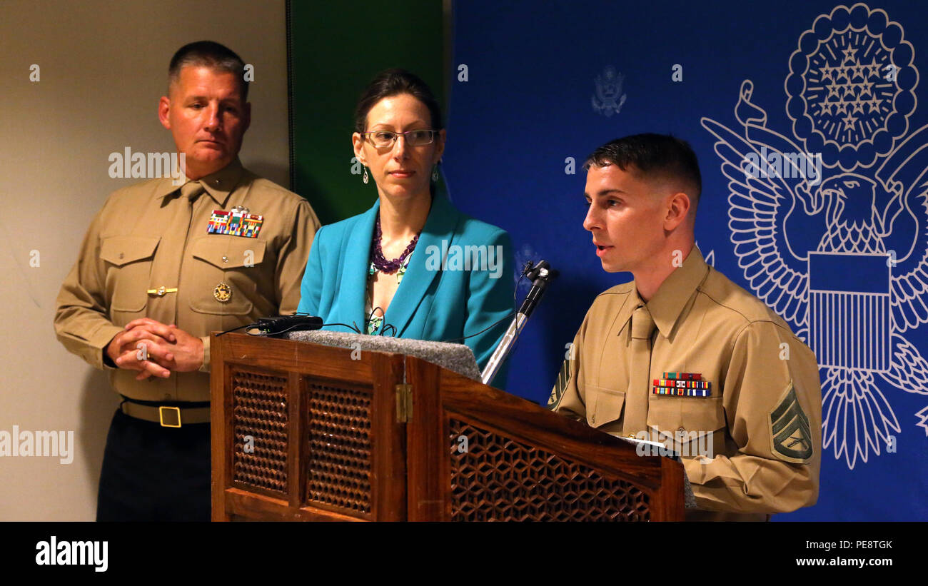 Staff Sgt. Jason E. Stevens, Marine Security Guard detachment commander ...