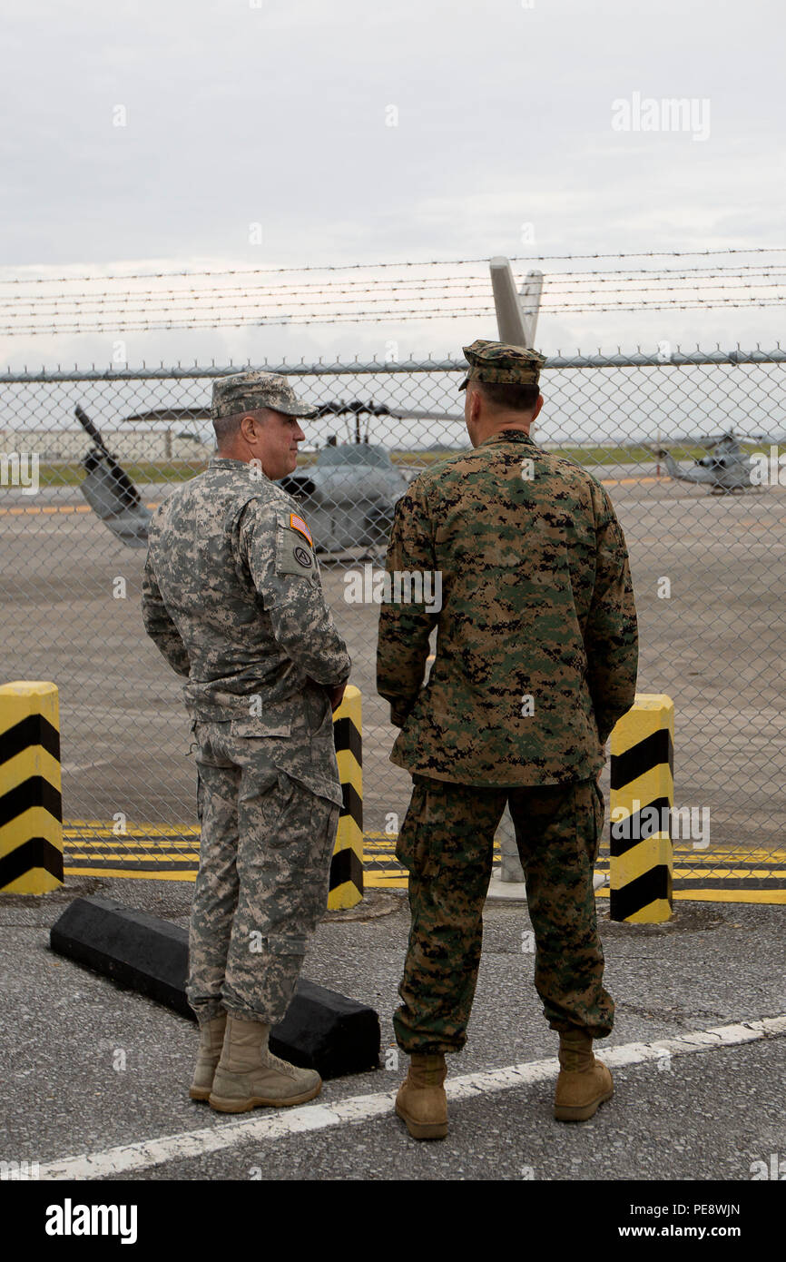 U.S. Army Maj. Gen. Kenneth Roberts, left, and U.S. Marine Corps Col ...