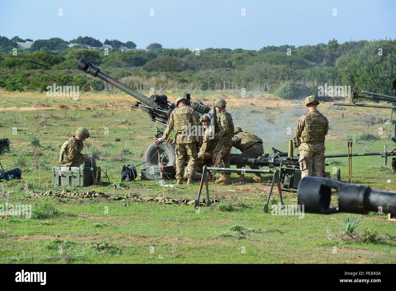 U.S. paratroopers assigned to 4th Battalion, 319th Airborne Field Artillery Regiment, 173rd ...