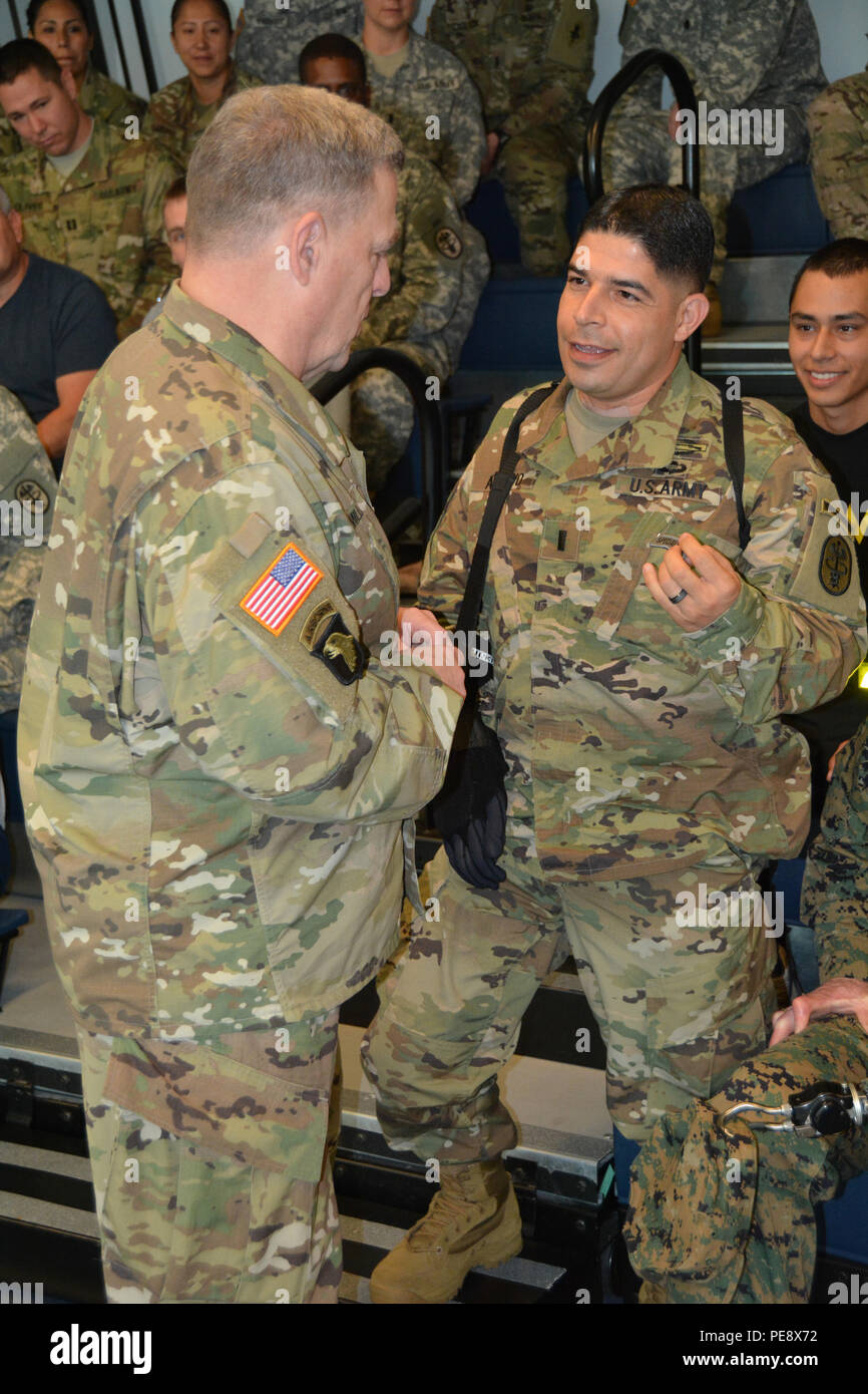 Gen. Mark A. Milley, chief of staff of the Army, speaks to 1st Lt. John ...