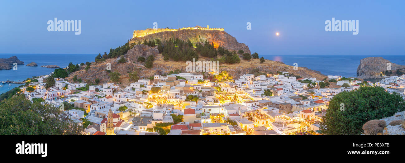 Lindos rhodes night hi-res stock photography and images - Alamy