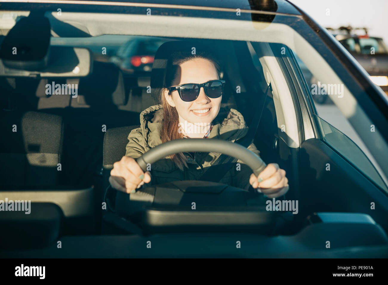 Girl driving car fast hi-res stock photography and images - Alamy