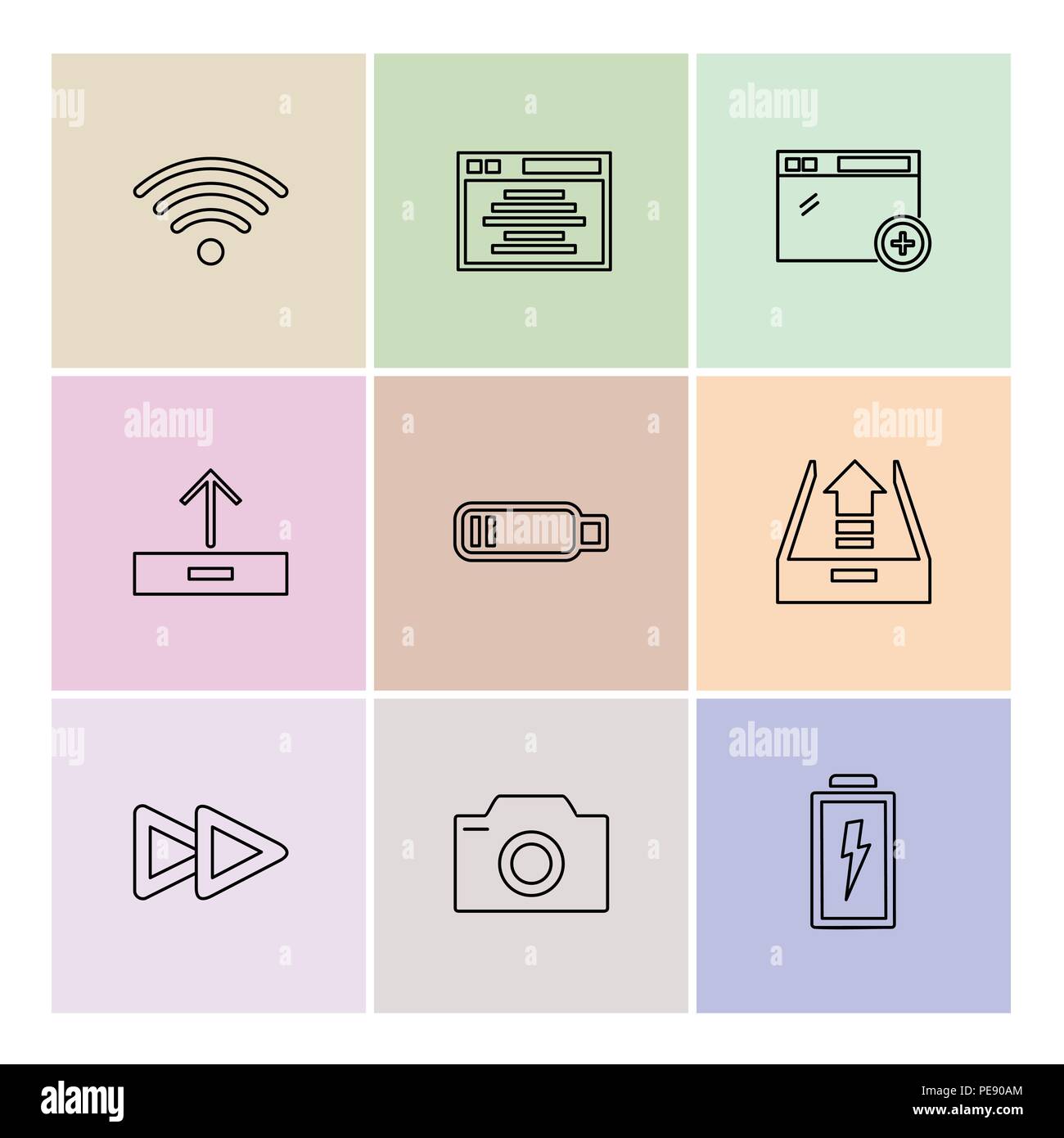 battery , wifi , network , infrared , signals , web , user interface ...