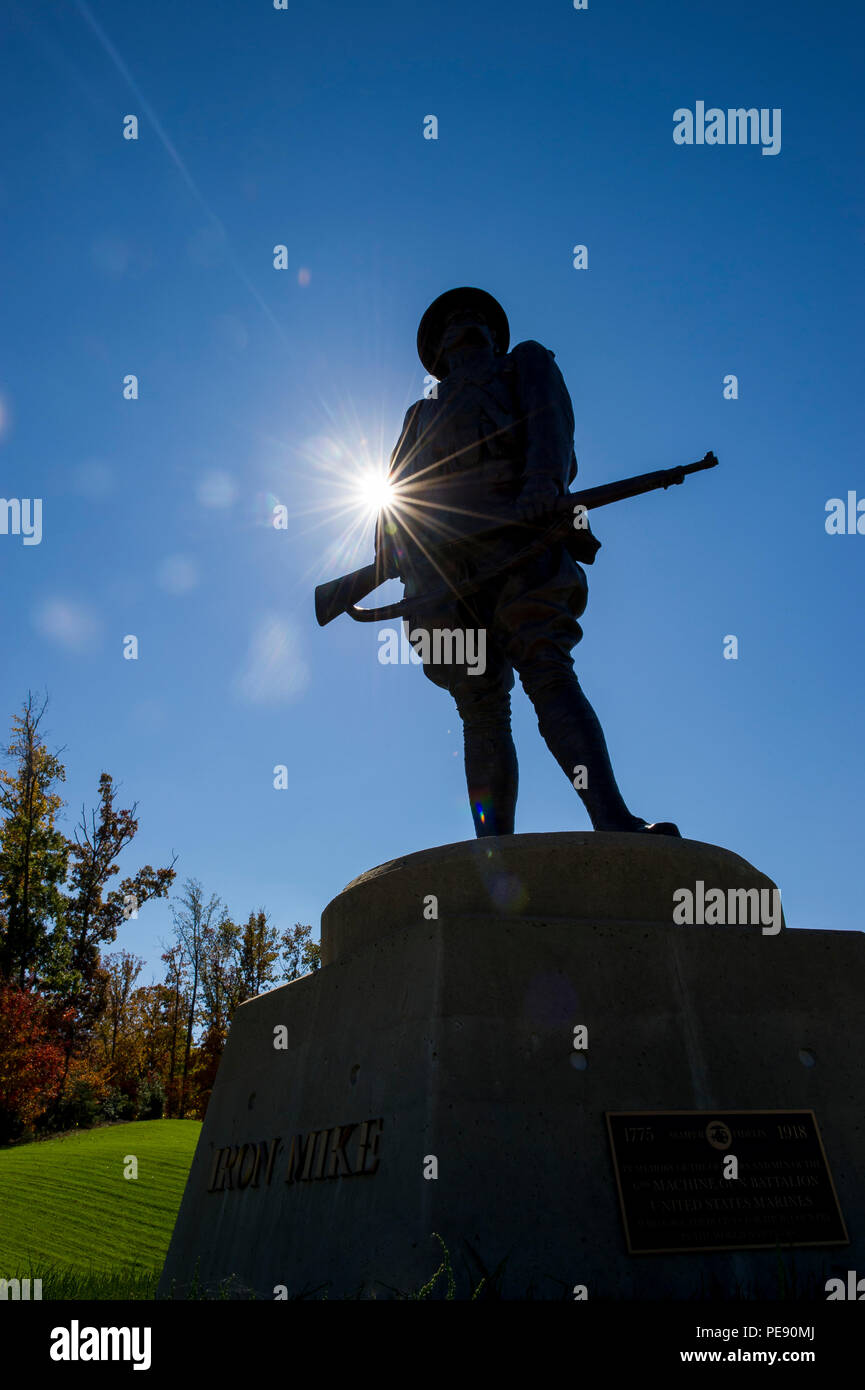 The Iron Mike monument, titled "Crusading for Right" and depicting a ...