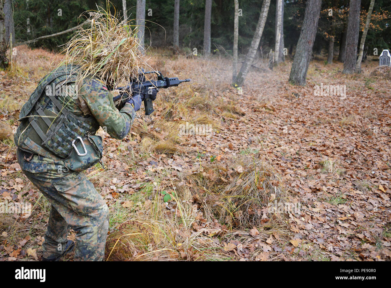 A German soldier, assigned to the Hammelburg Infantry Training Center ...