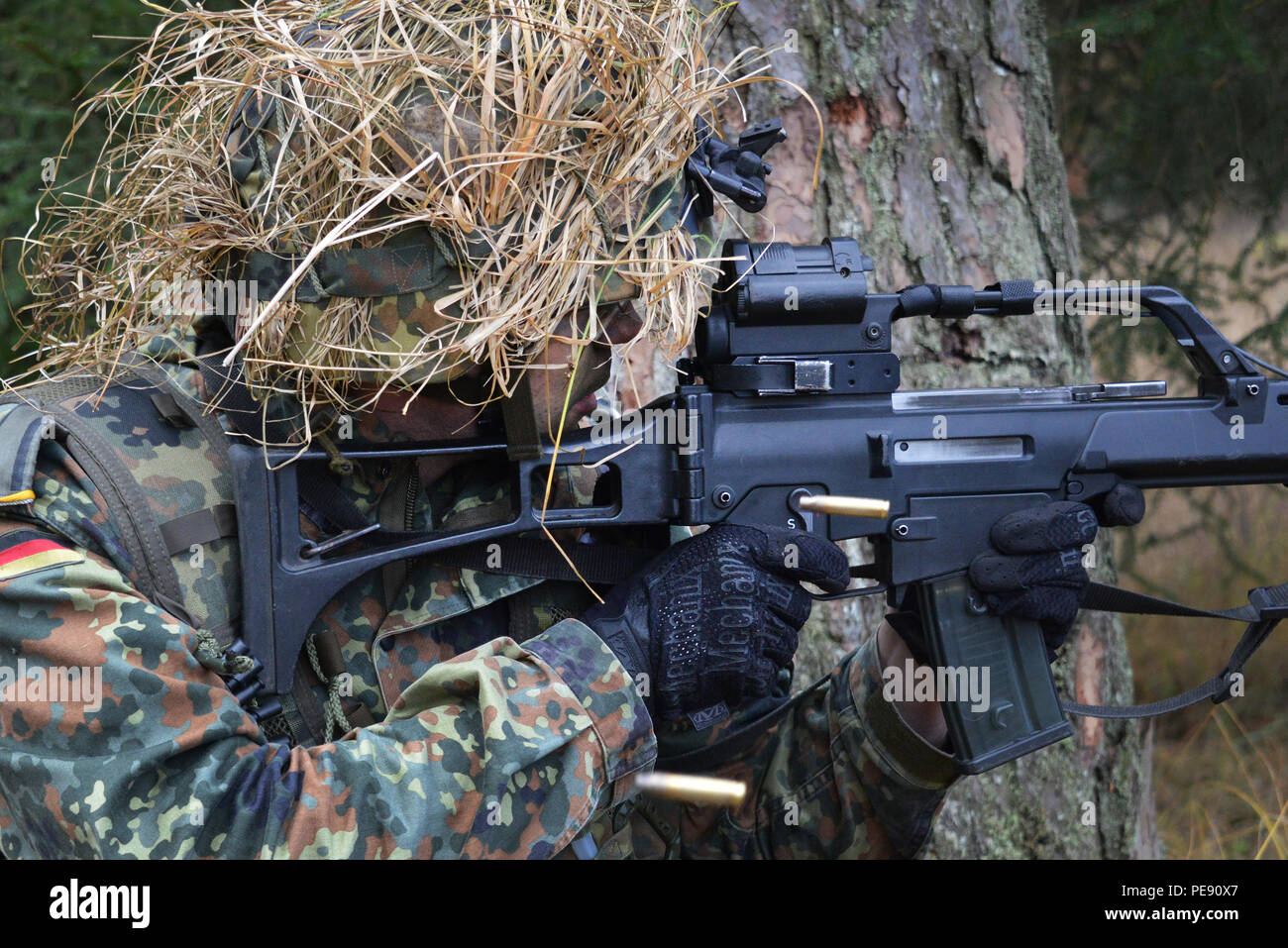 A German soldier, assigned to the Hammelburg Infantry Training Center ...