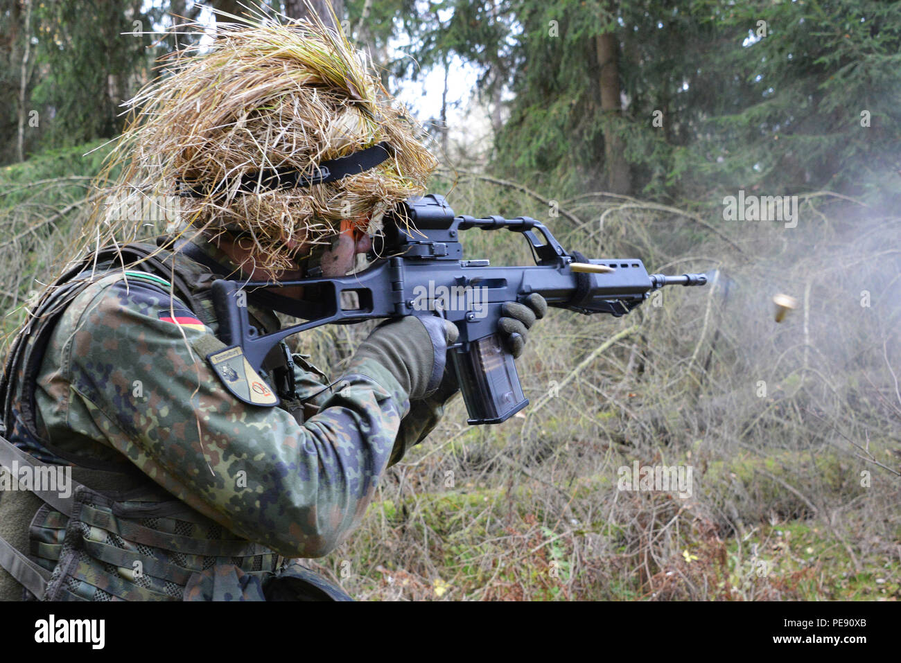 A German soldier, assigned to the Hammelburg Infantry Training Center ...