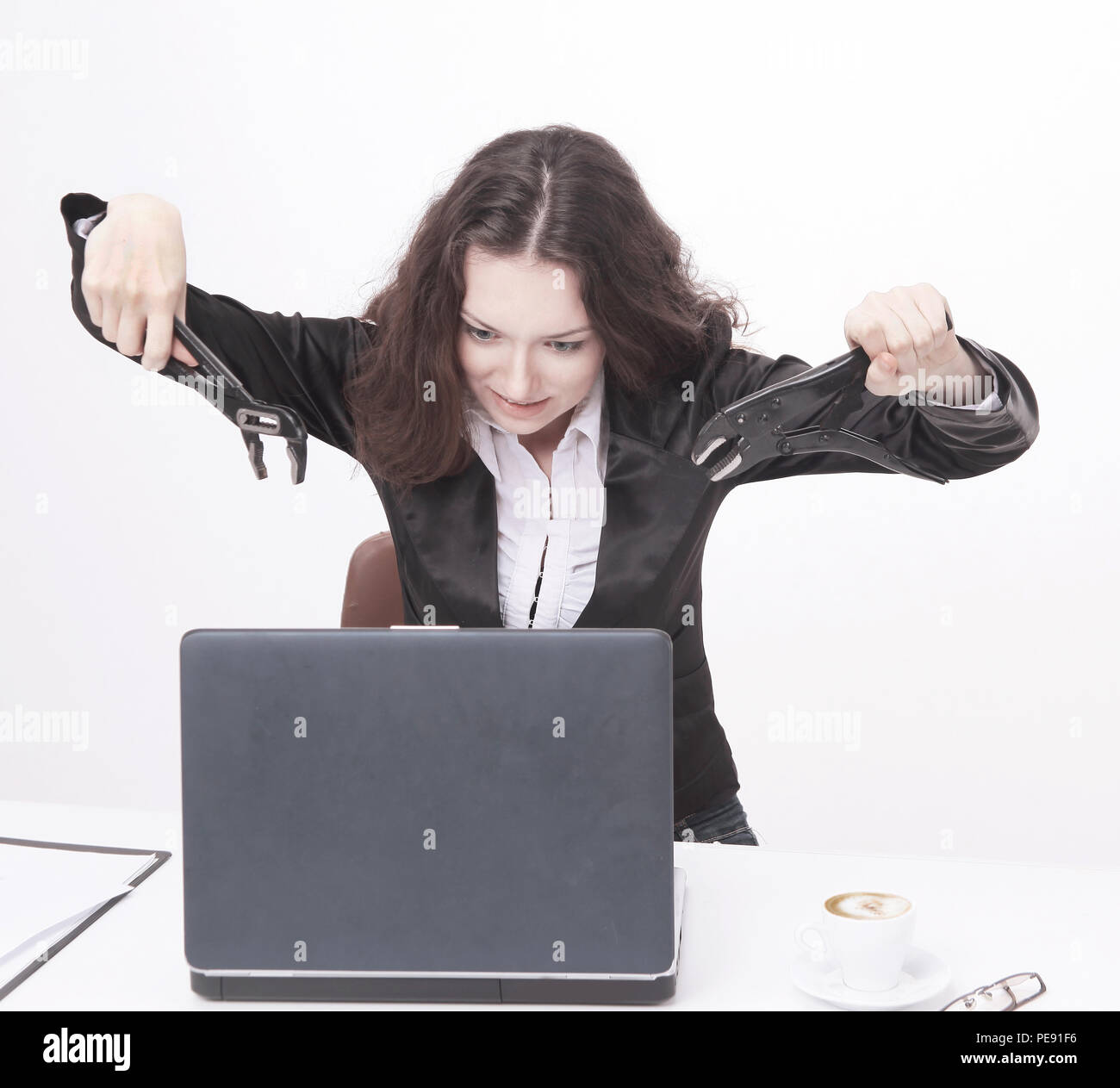 Man smashing computer with hammer hi-res stock photography and images ...