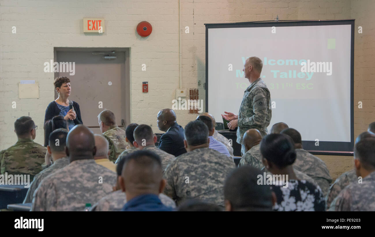 Brig. Gen. David Elwell discusses family readiness with Linda Talley ...
