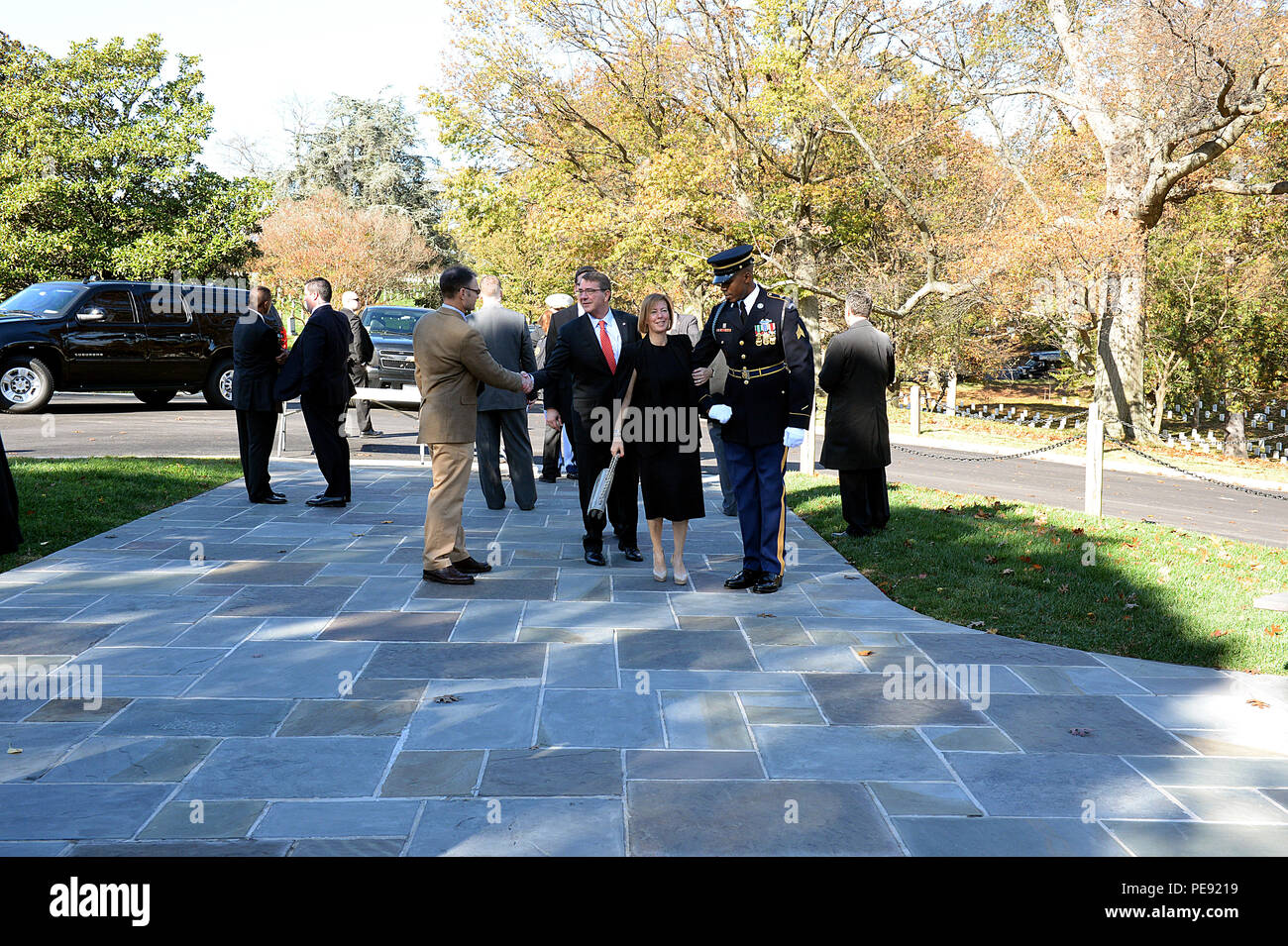 Secretary of Defense Ash Carter and his wife, Stephanie, arrive at the ...