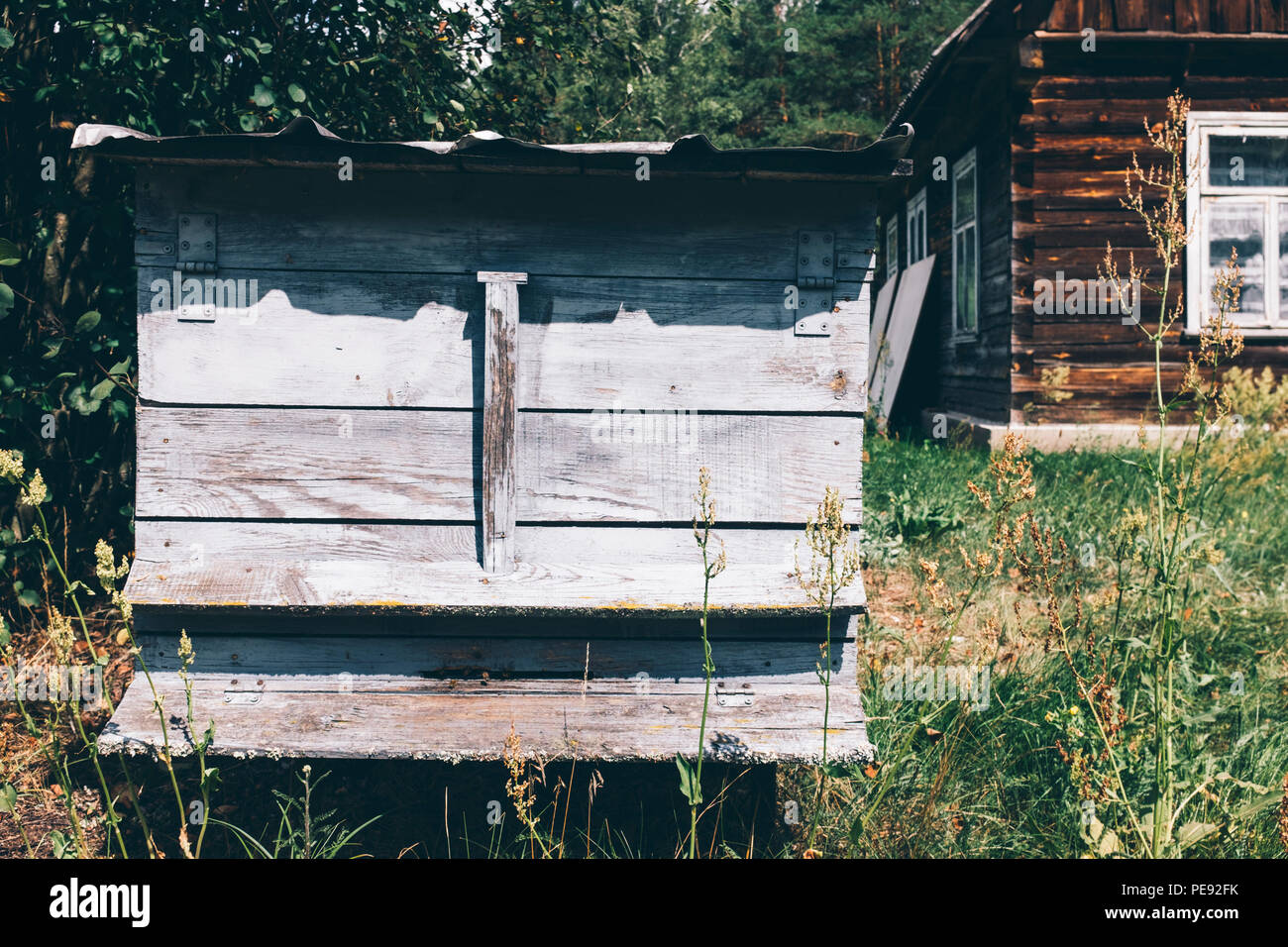 Old wooden beehive in hi-res stock photography and images - Alamy
