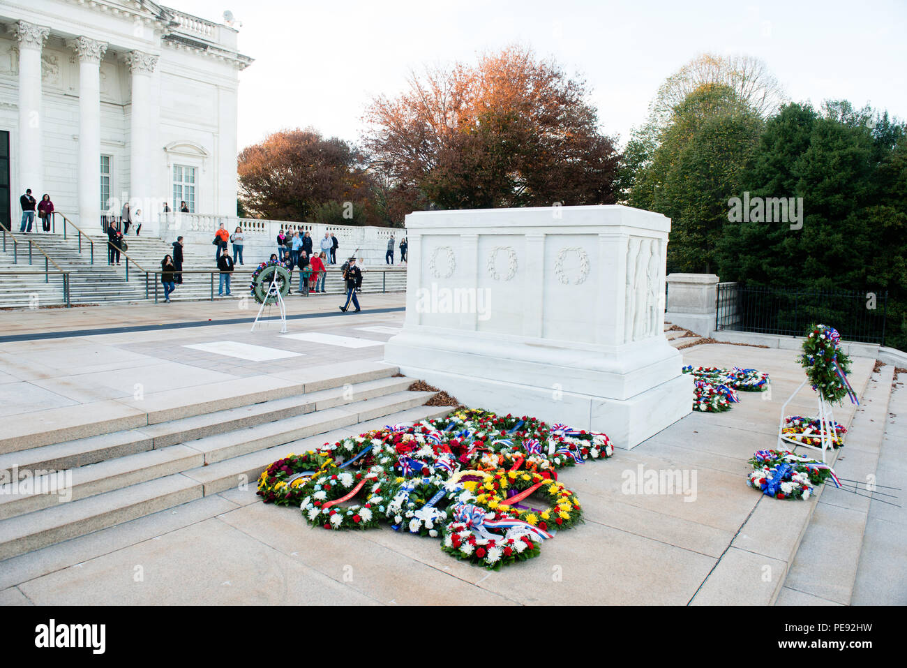 A Tomb Sentinel, 3d U.S. Infantry Regiment (The Old Guard), guards the ...