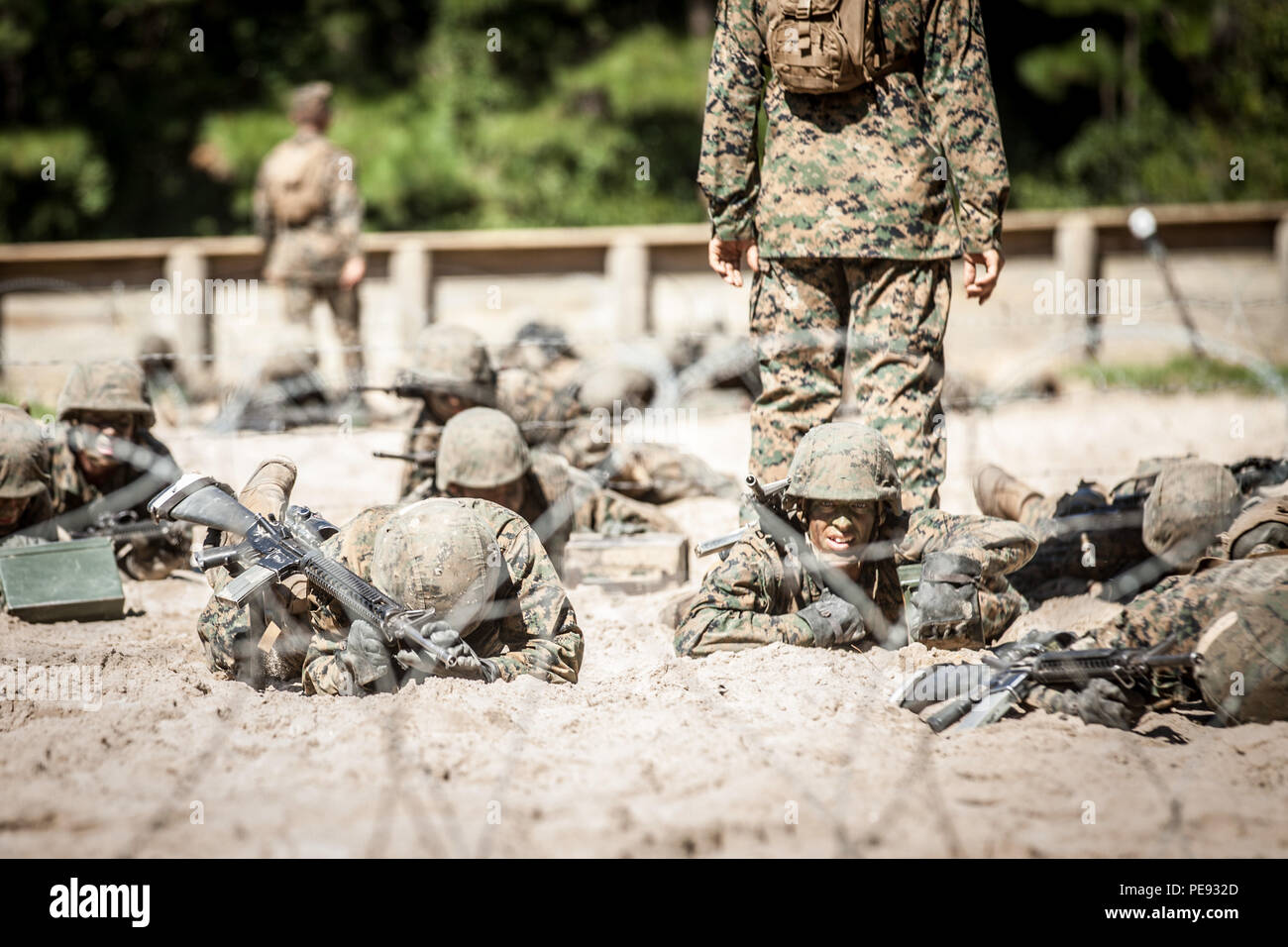 U.S. Marine Corps recruits participate in the Crucible during the third ...