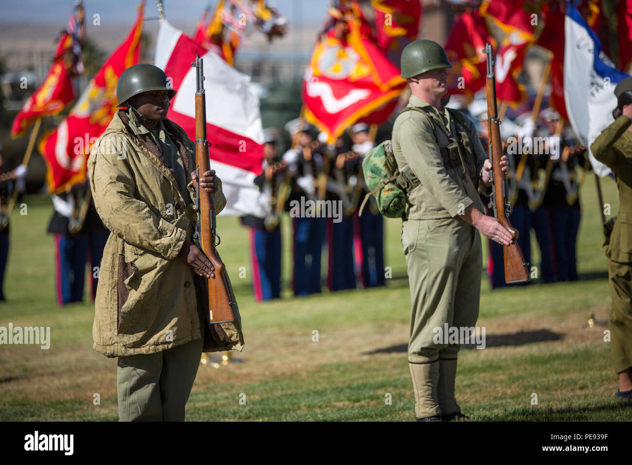 Marines with Headquarters Battalion don garb from different eras of ...